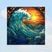 Ocean Wave Window Cling ~ Faux Stained Glass ~ Size 8" Two Designs ...