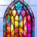Arch Shaped Church Glass Faux Stained-glass WINDOW CLING Glossy ...