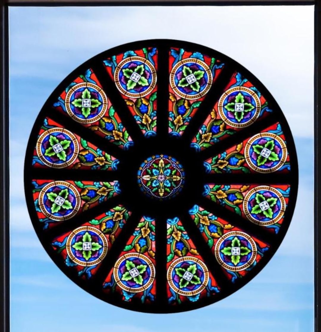Rose Window Mandala Faux Stained-glass WINDOW CLING - Etsy
