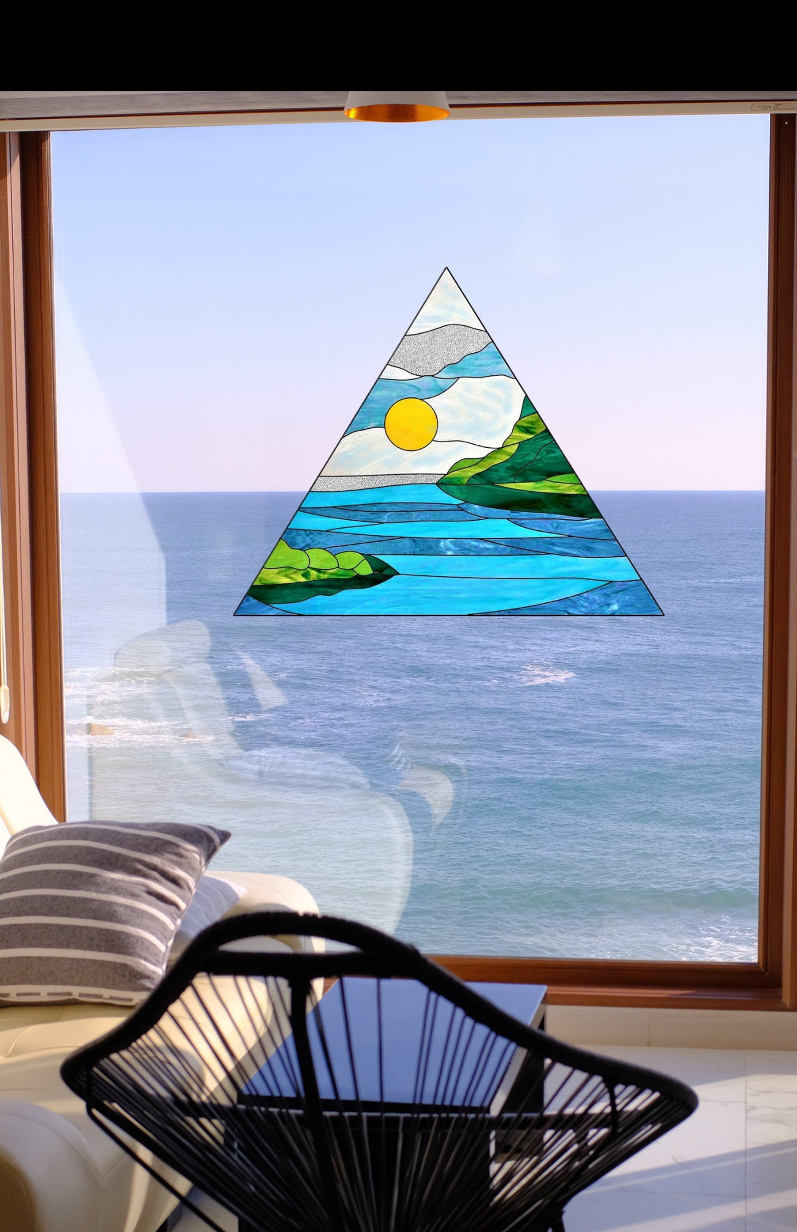 Sun & Sea WINDOW CLING Faux Stained Glass Suncatcher | Etsy