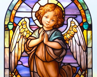 Angel Stained Glass Window Cling - Etsy