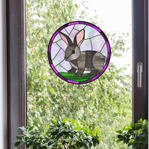 Bunny Rabbit Faux Stained-glass WINDOW CLING Glass-like Suncatcher - Etsy