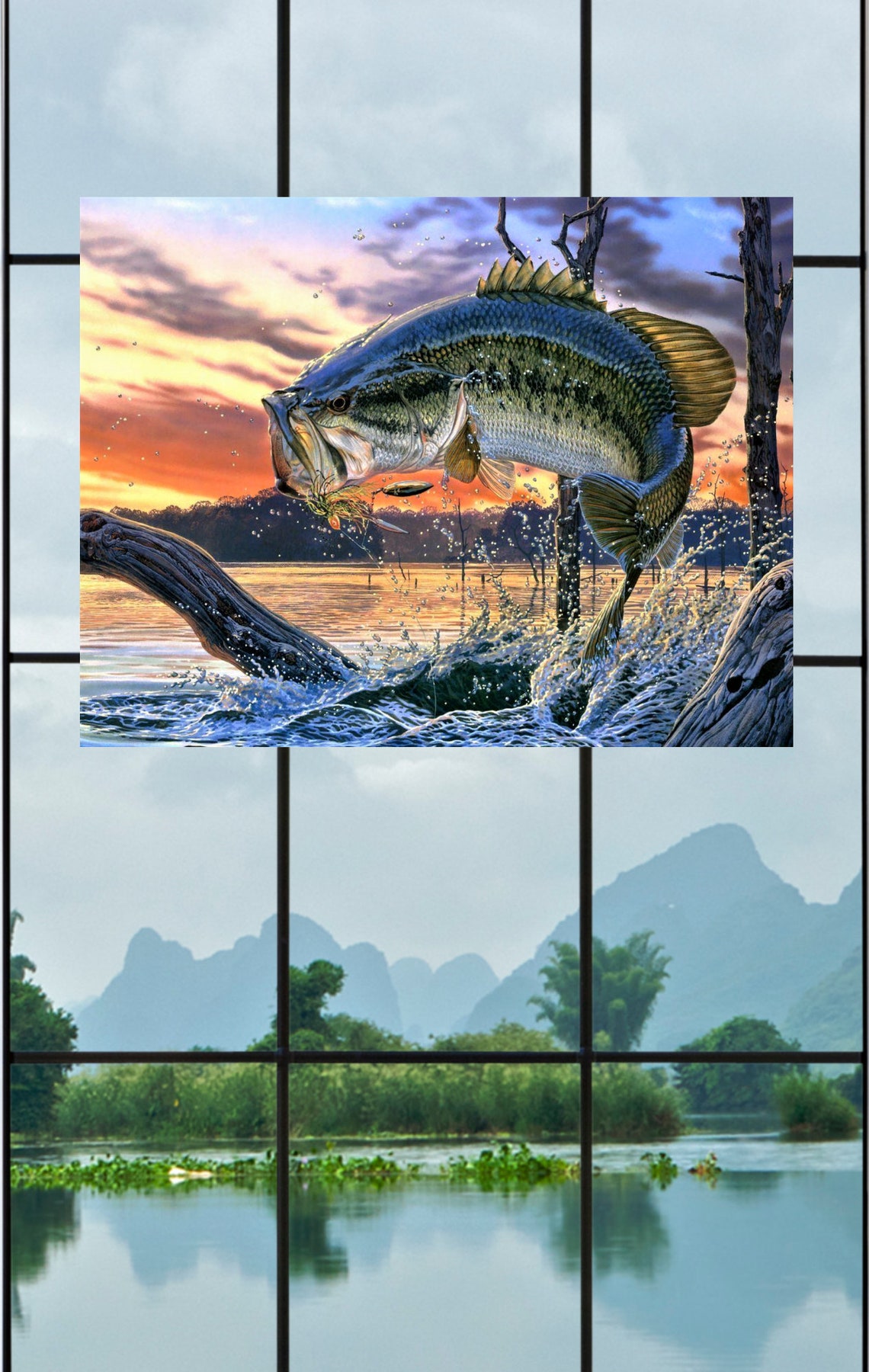 BASS Fish WINDOW CLING Fishing Lure Lake River/ocean - Etsy