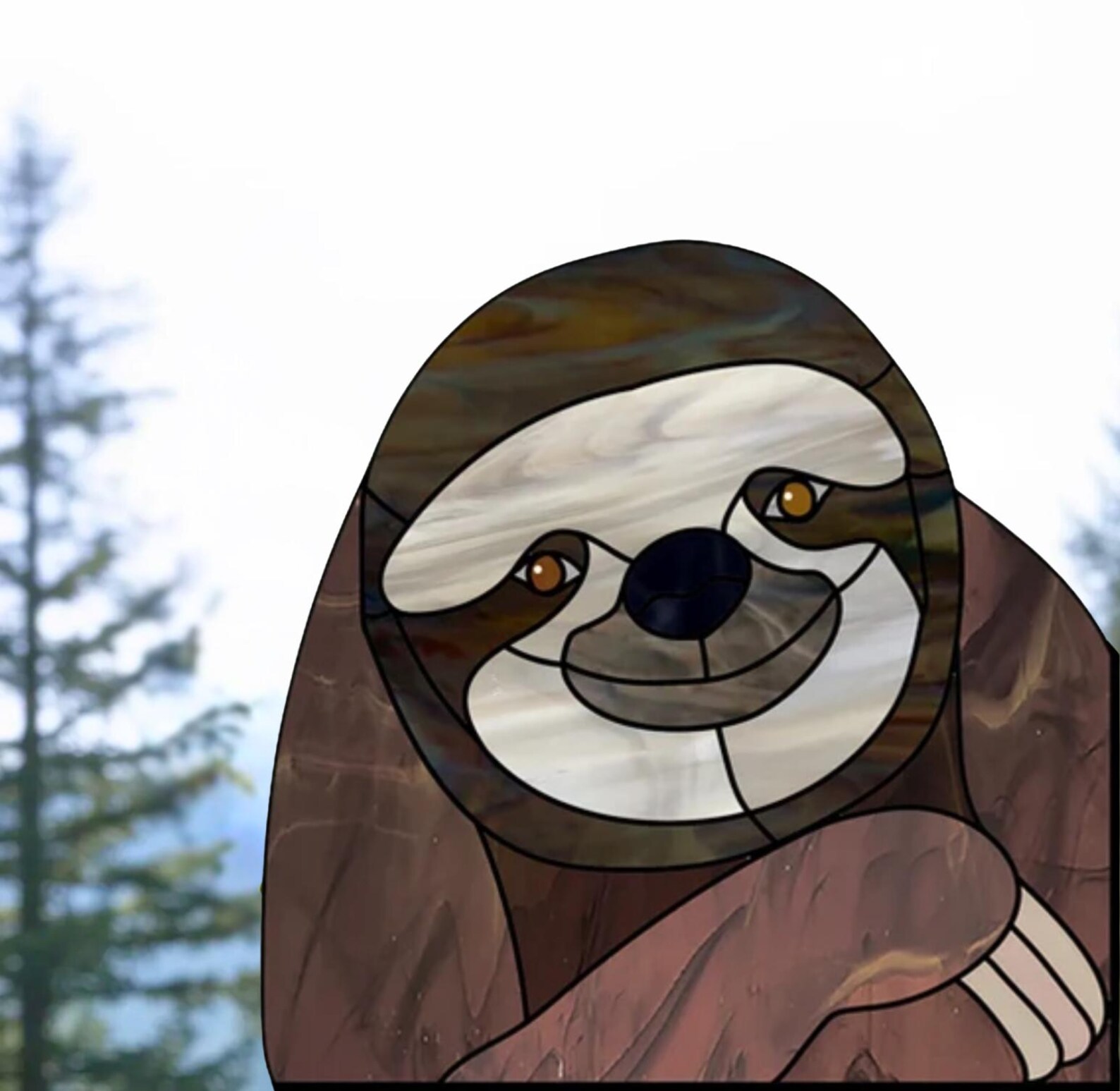 Peeking Sloth Faux Stained-glass WINDOW CLING Glossy, Translucent - Etsy