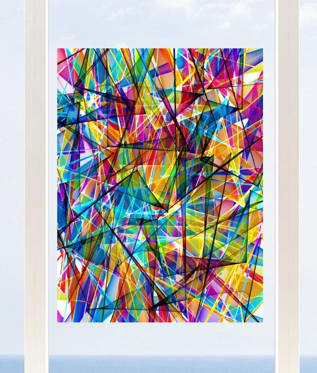 Abstract Modern Window Cling ~ Geometric Window Art ~ Suncatcher Size ...