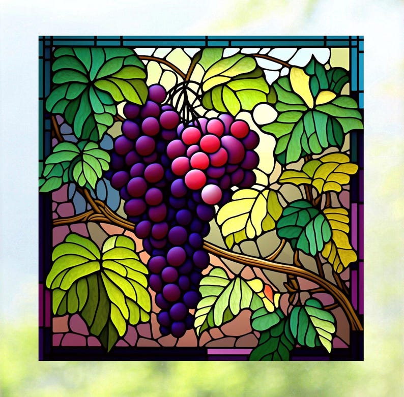 Grapes on Vine Faux Stained-glass WINDOW CLING - Etsy