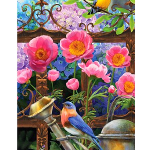 Garden Birds WINDOW CLING Songbirds Hydrangea Suncatcher - Etsy