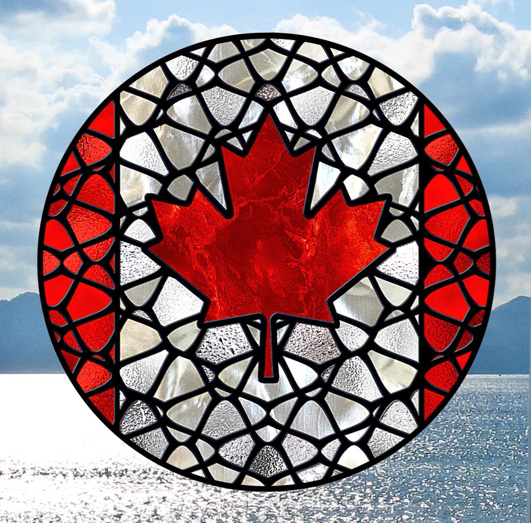 Canadian Flag Faux Stained-glass WINDOW CLING Deluxe Vinyl Suncatcher ...