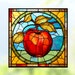 Red Apple WINDOW CLING Faux Stained Glass Suncatcher Size 8 ...