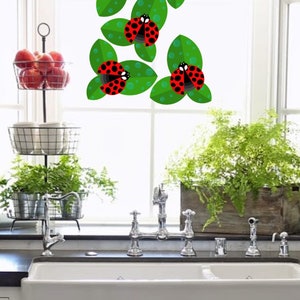 Ladybug WINDOW CLINGs Stained Glass Color Set of 5 | Etsy