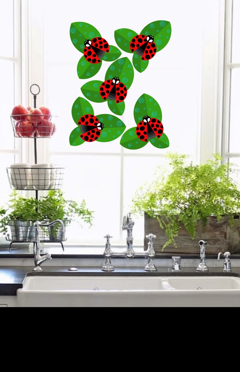 Ladybug WINDOW CLINGs Stained Glass Color Set of 5 | Etsy