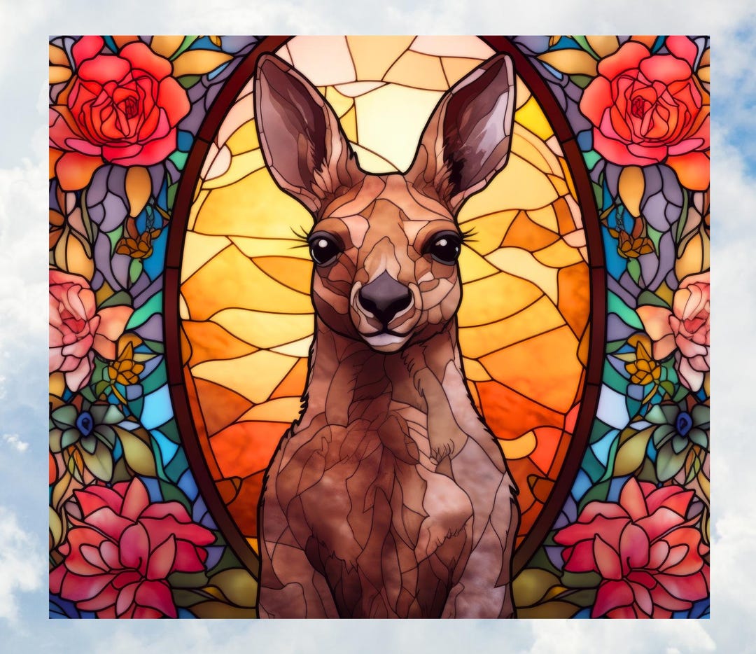 Kangaroo Faux Stained Glass Window Cling ~ Sun-catcher Size 9.1 ...