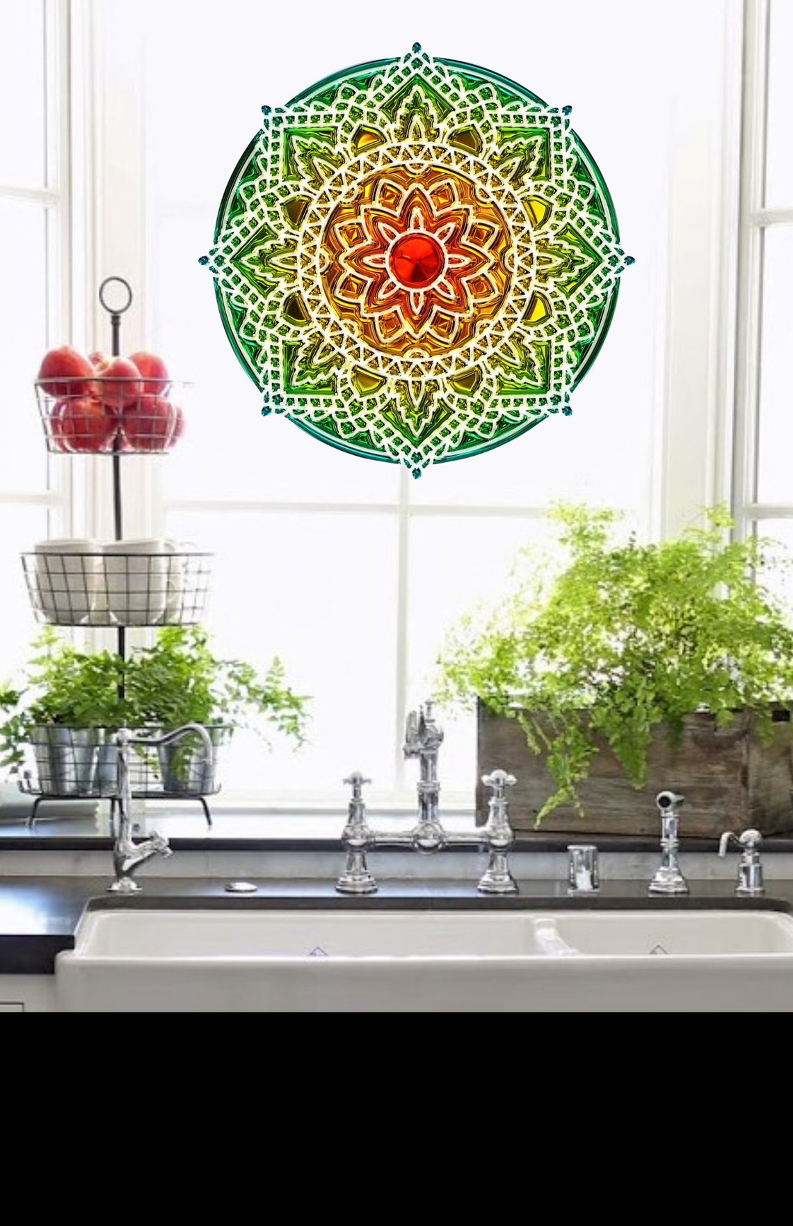 Star Jewel Mandala WINDOW CLING Stained Glass Color Red - Etsy