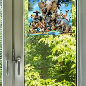 Jungle Animals WINDOW CLING Safari Suncatcher Size - Etsy