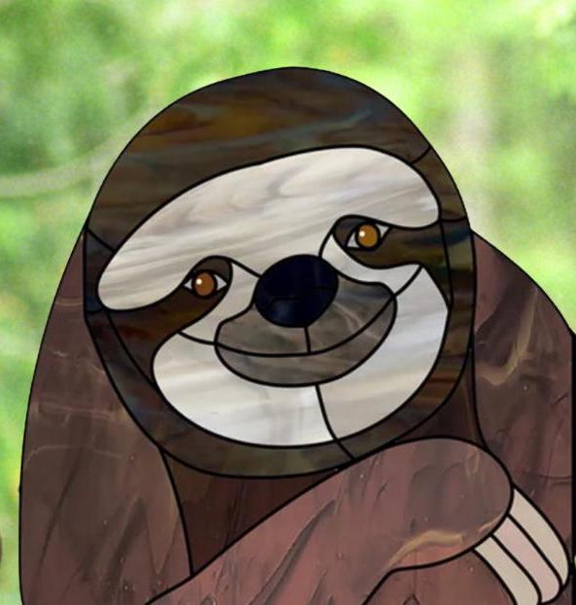 Peeking Sloth Faux Stained-glass WINDOW CLING Glossy, Translucent - Etsy