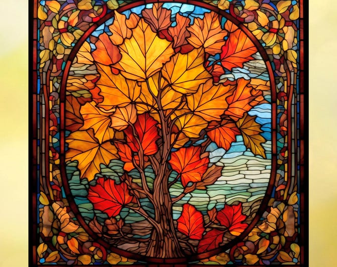 Birch Tree Stained Glass Window Film - Decorative Privacy Film for ...