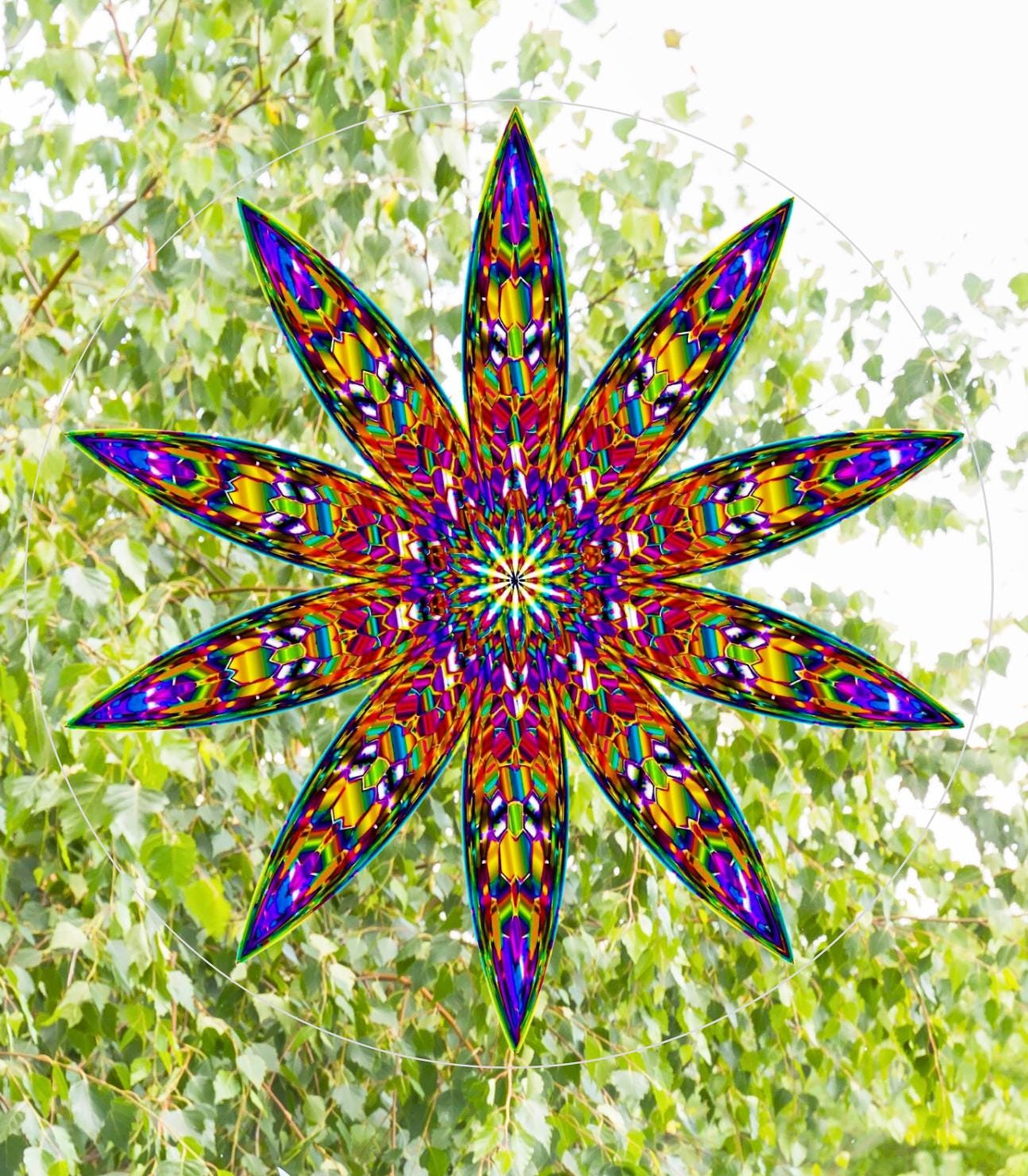 Native American Star Flower WINDOW CLING Glossy, Translucent, Double ...