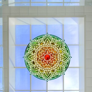 Star Jewel Mandala WINDOW CLING Stained Glass Color Red | Etsy