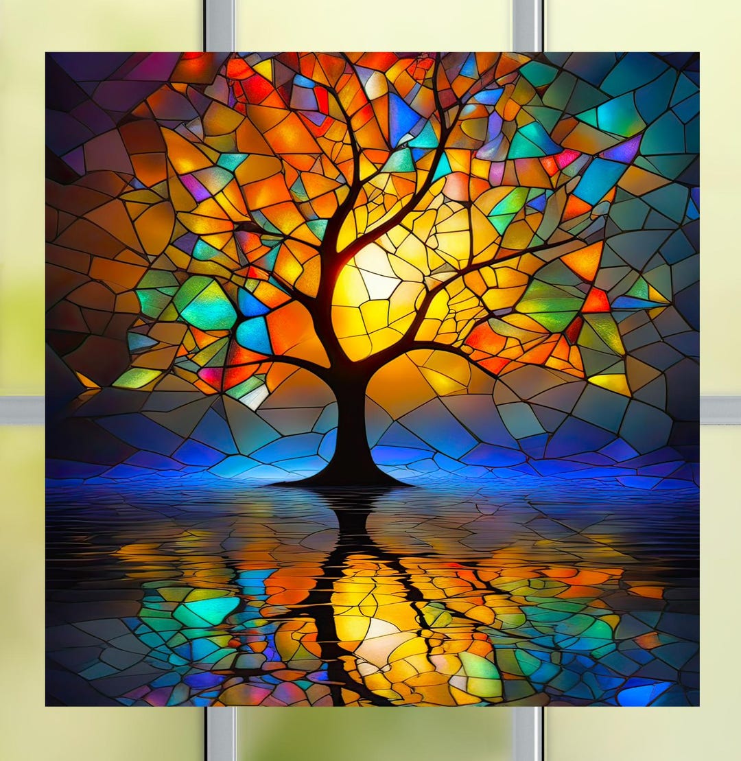 Tree Faux Stained-glass WINDOW CLING - Etsy
