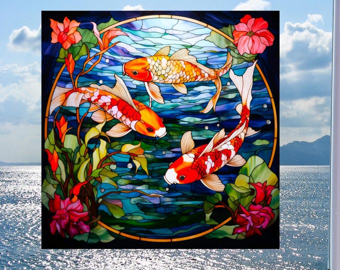Goldfish Stained Glass Window Cling Window Sticker Decal No Adhesive ...