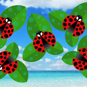 Ladybug WINDOW CLINGs Stained Glass Color Set of 5 | Etsy