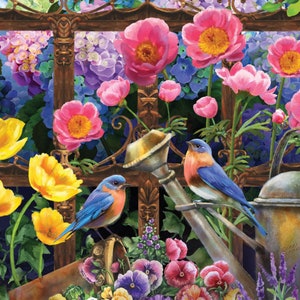 Garden Birds WINDOW CLING Songbirds Hydrangea Suncatcher - Etsy