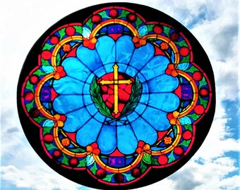 Stained Glass Cross Window | Etsy