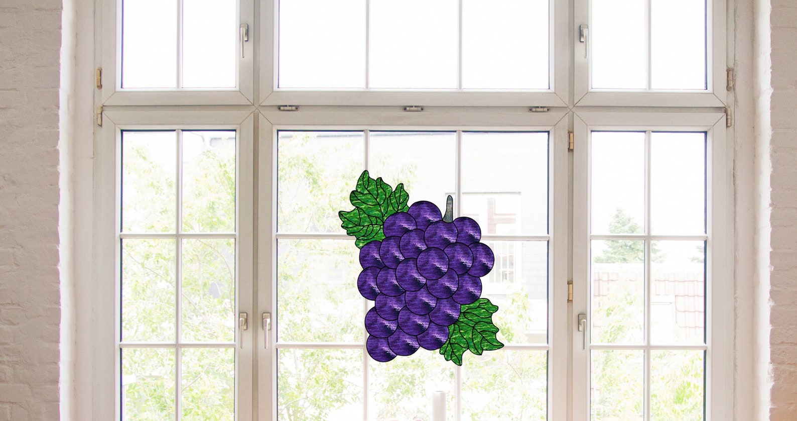 Purple Grapes WINDOW CLING Faux Stained Glass Concord - Etsy