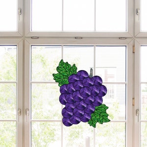 Purple Grapes WINDOW CLING Faux Stained Glass Concord | Etsy
