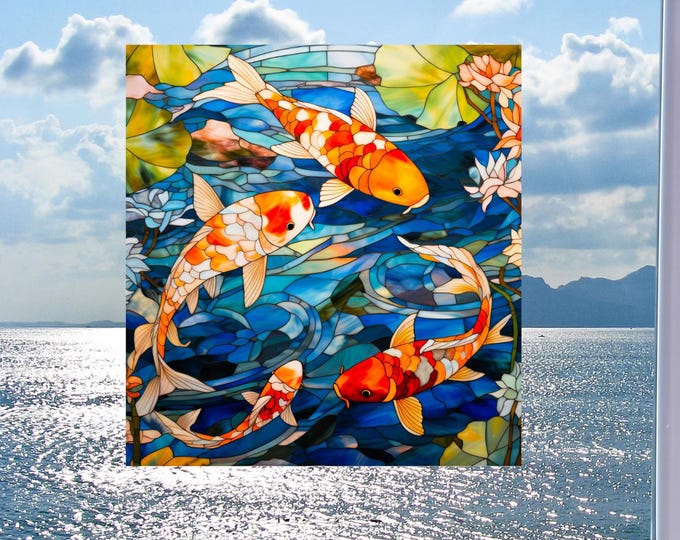 Goldfish Stained Glass Window Cling Window Sticker Decal No Adhesive ...