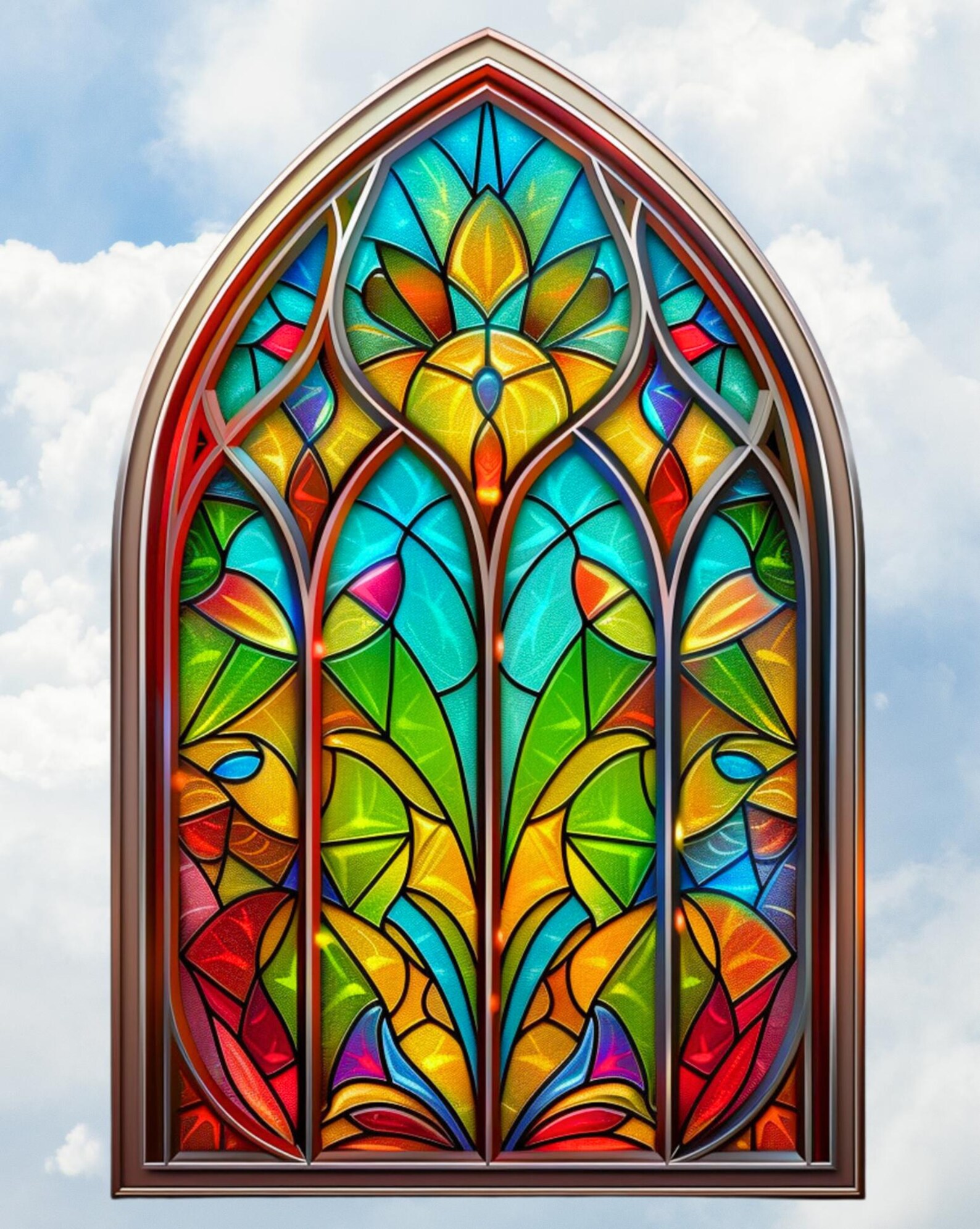 Arch Shaped Church Glass Faux Stained-glass WINDOW CLING Glossy ...