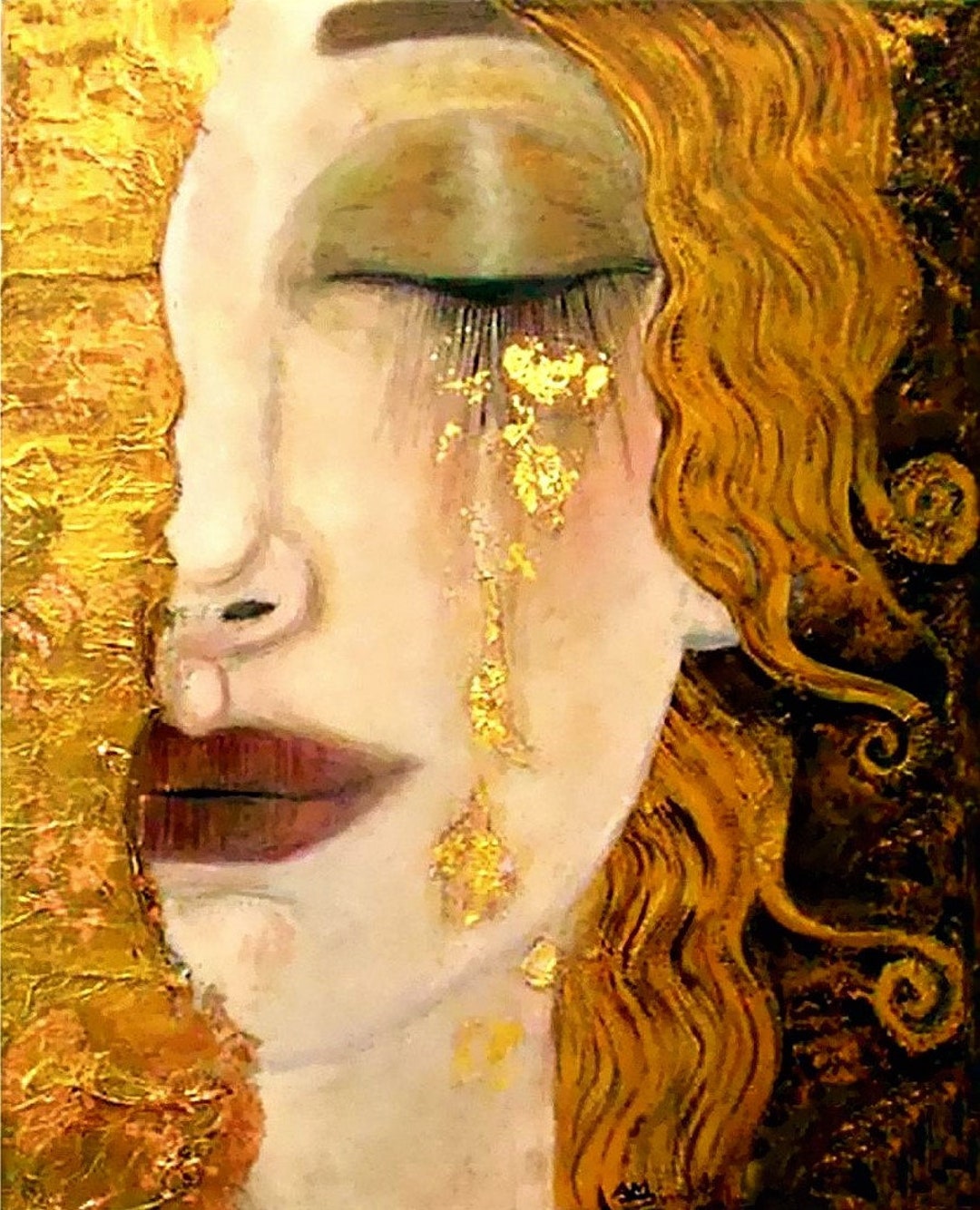 Golden Tears WINDOW CLING Suncatcher Art Nouveau Freya's Tears Gustav ...