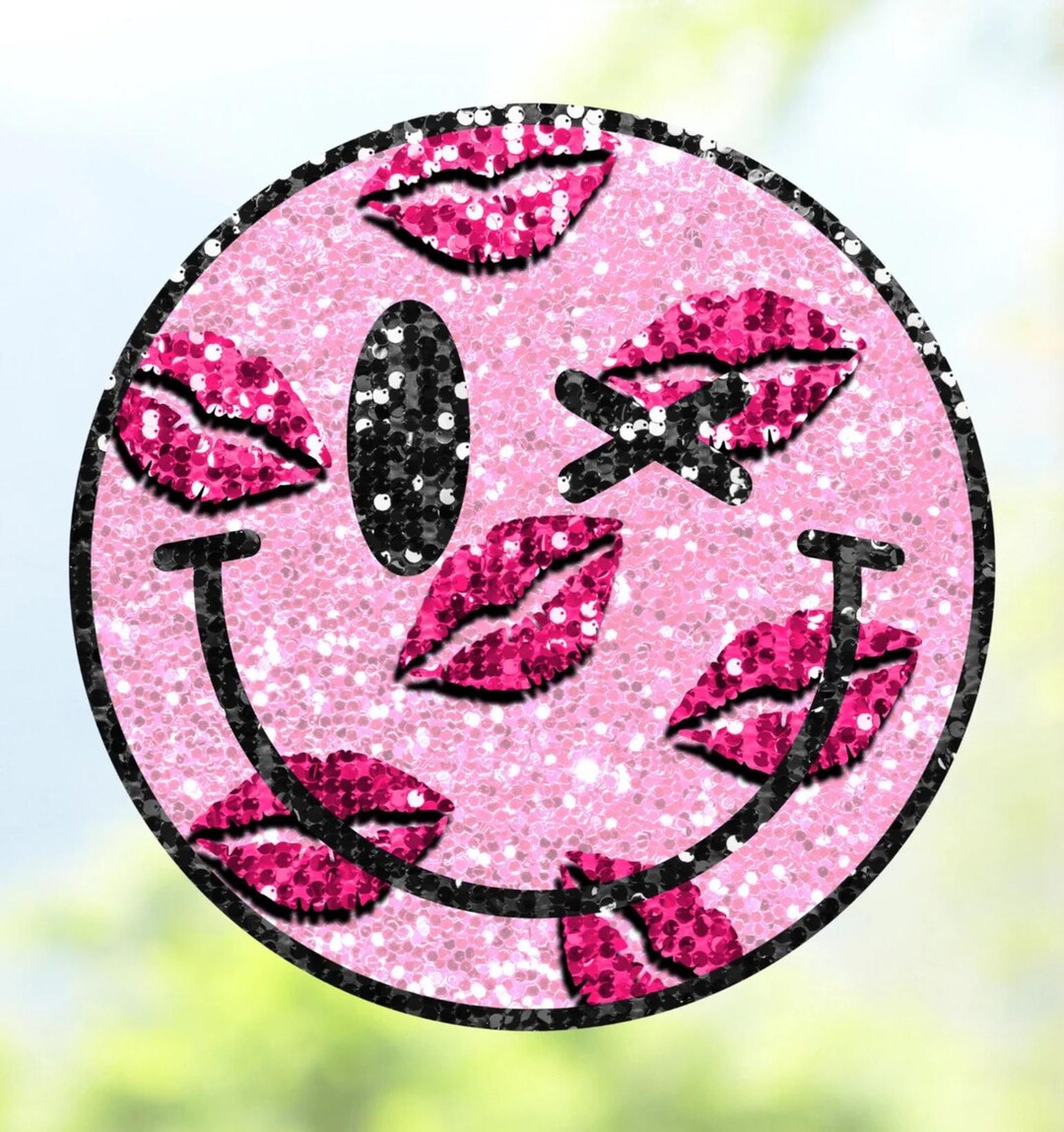 Smiley Happy Face OX Kiss Window Cling Sun-catcher Size 8" Round ...
