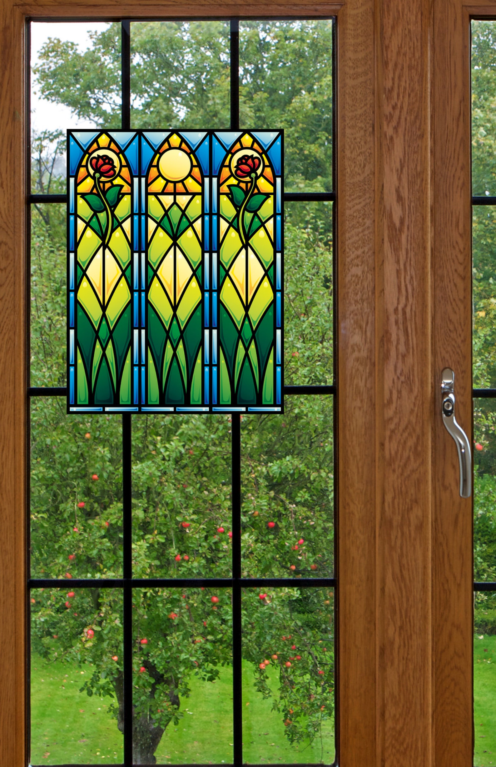 Faux Stained Glass Rose WINDOW CLING Suncatcher Window | Etsy