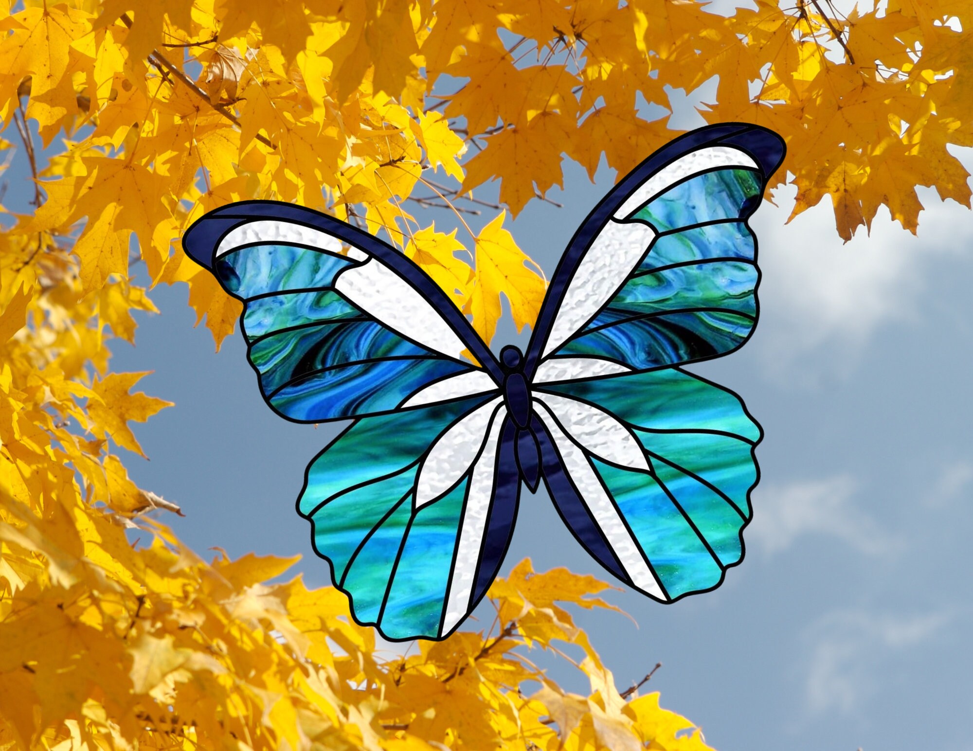 Stained glass butterfly painted glass butterfly Garden Decoration Home ...