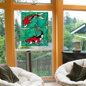 KOI Faux Stained Glass Koi Fish WINDOW CLING Suncatcher - Etsy