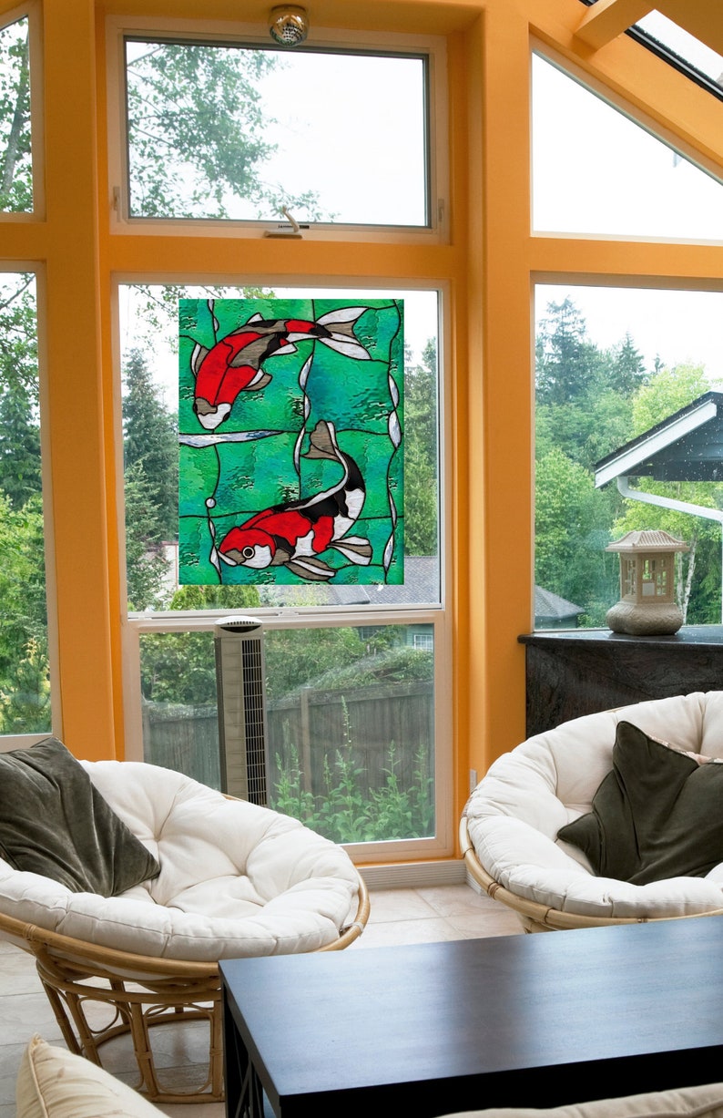 KOI Faux Stained Glass Koi Fish WINDOW CLING Suncatcher - Etsy