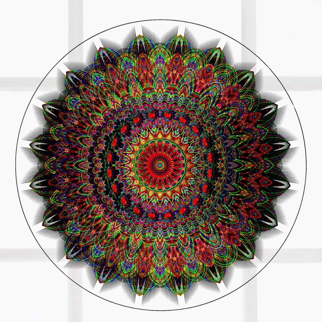 Kaleidoscope Line Art Mandala WINDOW CLING Glossy, Translucent, Double ...