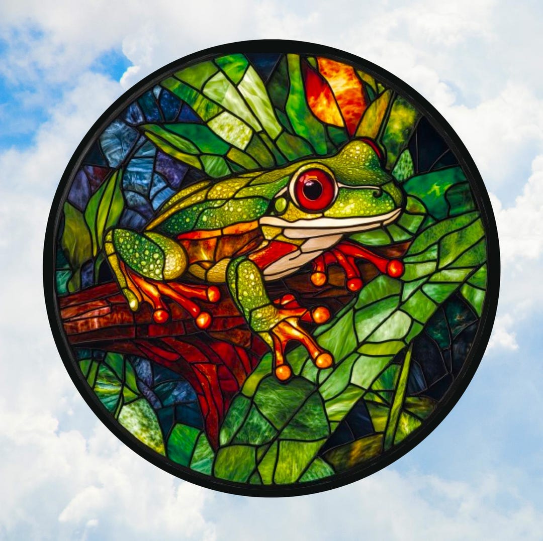 Frog Window Cling: Faux Stained Glass Sun-catcher (8" Round Vinyl) - Etsy