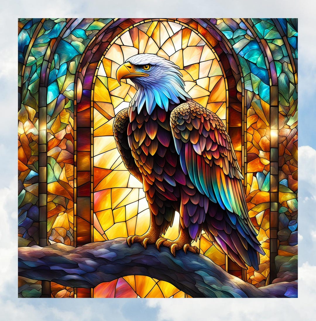 Eagle Faux Stained Glass Window Cling ~ Sun-catcher Size 8 ...