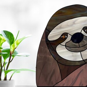 Peeking Sloth Faux Stained-glass WINDOW CLING Glossy, Translucent - Etsy