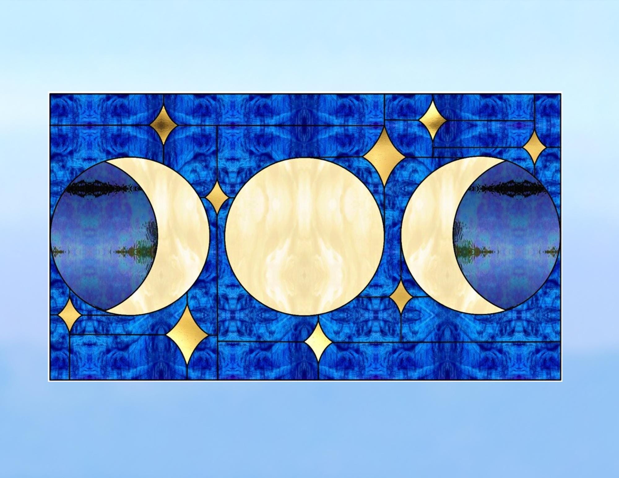 Moon Phase Faux Stained-glass WINDOW CLING Glossy, Translucent, Double ...