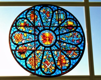 Rose Sticker Rose Stained Glass Window Sticker Flowers - Etsy