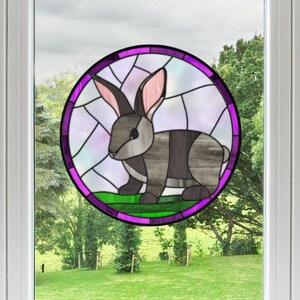 Bunny Rabbit Faux Stained-glass WINDOW CLING Glass-like Suncatcher - Etsy