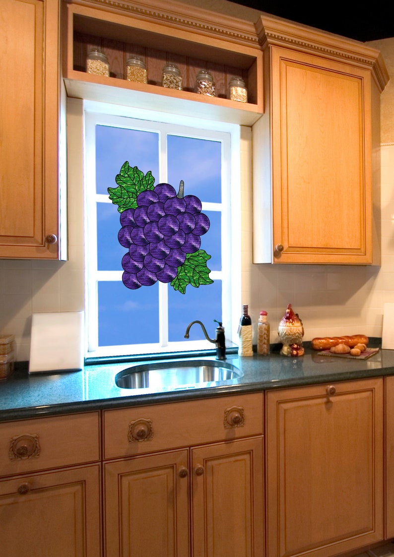 Purple Grapes WINDOW CLING Faux Stained Glass Concord - Etsy