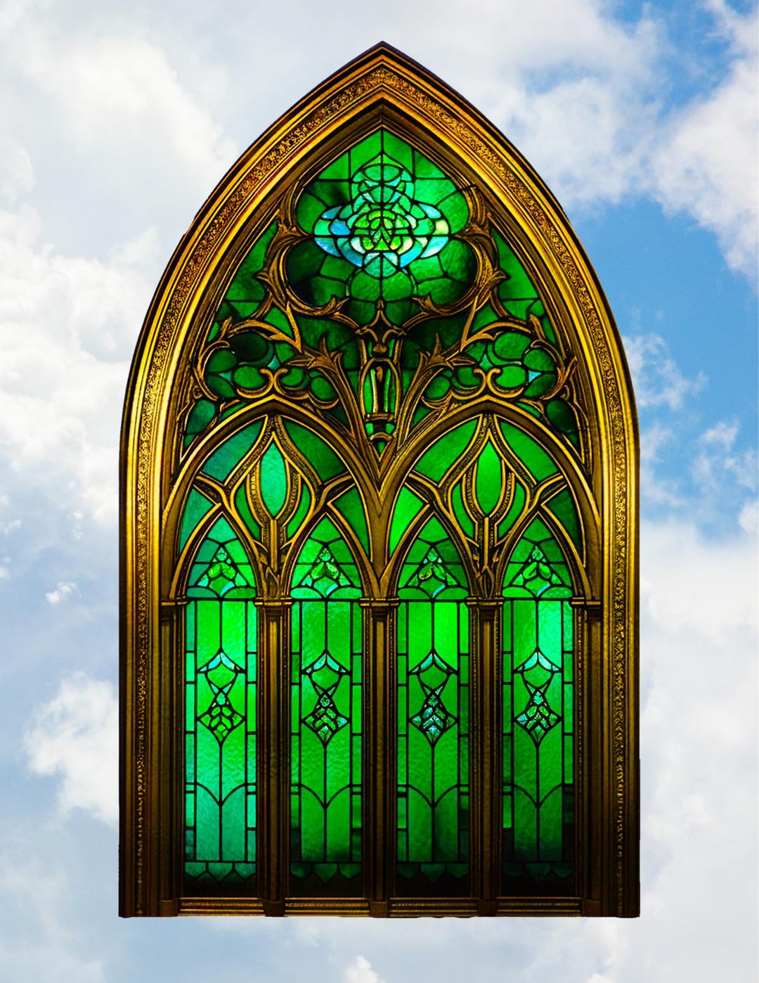 Emerald Green Arch Window Cling: Faux Stained Glass Suncatcher, Two Designs (10.6" Vinyl) - Etsy