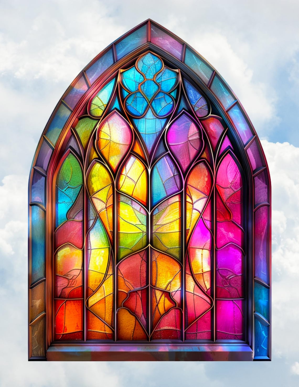 Arch Shaped Church Glass Faux Stained-glass WINDOW CLING Glossy ...