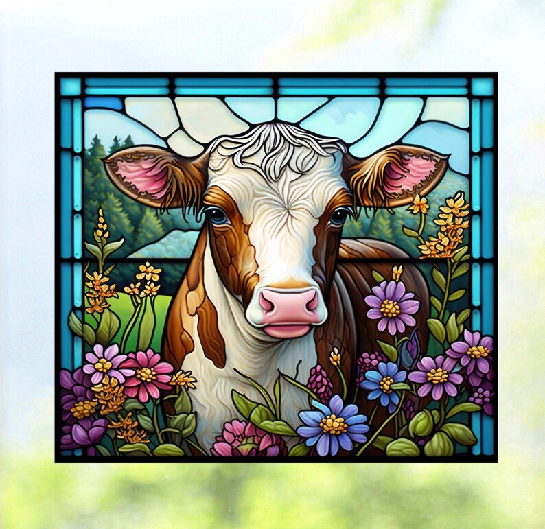 Cow Faux Stained-glass WINDOW CLING - Etsy
