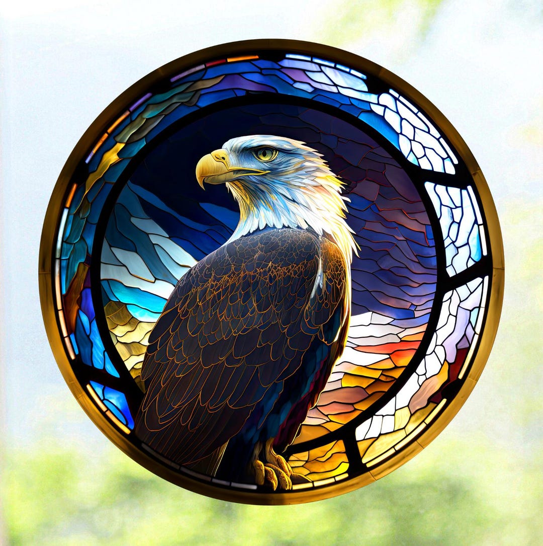 Bald Eagle Faux Stained-glass WINDOW CLING Glossy, Translucent, Double ...