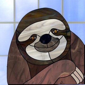 Peeking Sloth Faux Stained-glass WINDOW CLING Glossy, Translucent ...